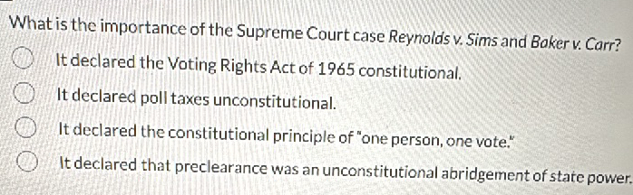 Importance Supreme Court Case Reynolds V. Sims Baker V. Carr? Declared ...