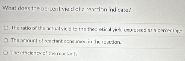 What Does the Percent Yield of a Reaction Indicate? The Ratio of the ...