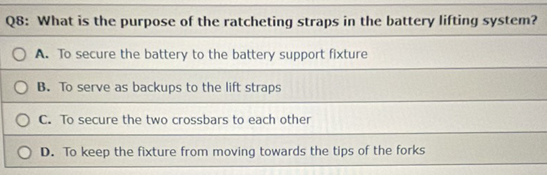 Q8: What Is the Purpose of the Ratcheting Straps in the Battery Lifting ...