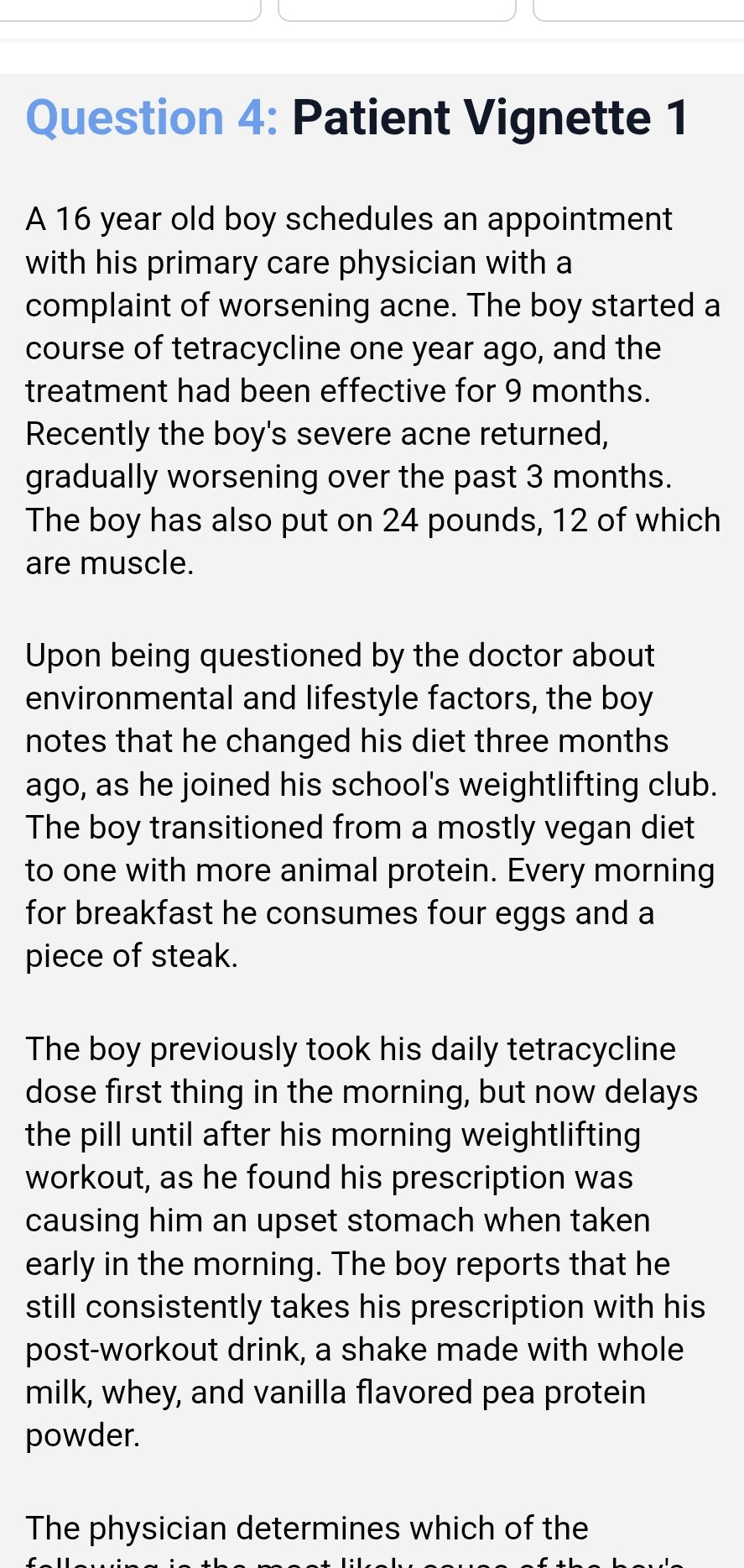 Question 4.Patient Vignette 1 A 16 Year Old Boy Schedules ; an ...