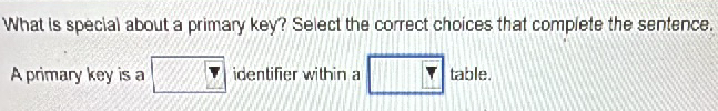 What Is Special About a Primary Key? Select the Correct Choices That ...