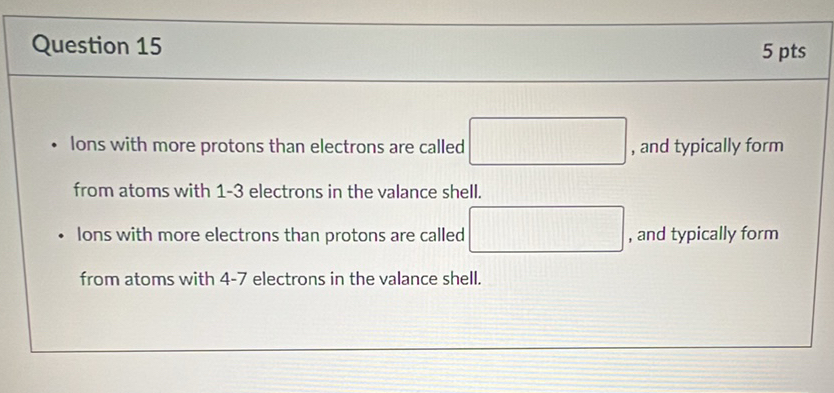 Question 15 - Lons with More Protons Than Electrons Are Called Square ...