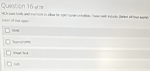 Question 16 of 18 HCA Uses Looks and Methods to Allow Far Open ...