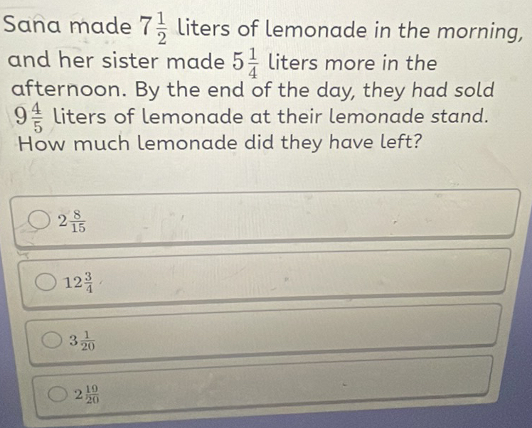 Sana Made 7(1)/(2) Liters of Lemonade in the Morning, and Her Sister ...