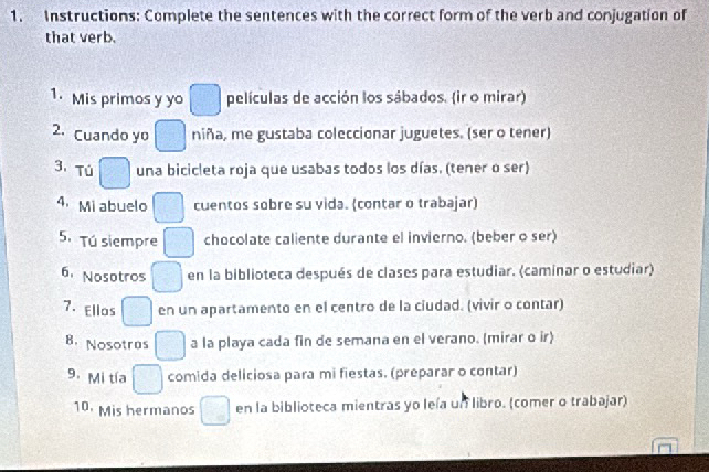 1. Instructions: Complete the Sentences with the Correct Form of the ...