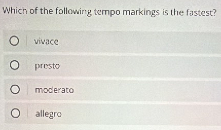 Which of the Following Tempo Markings Is the Fastest? Vivace Presto ...