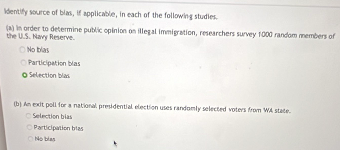 Identify Source of Bias If Applicable, in Each of the Following Studies ...
