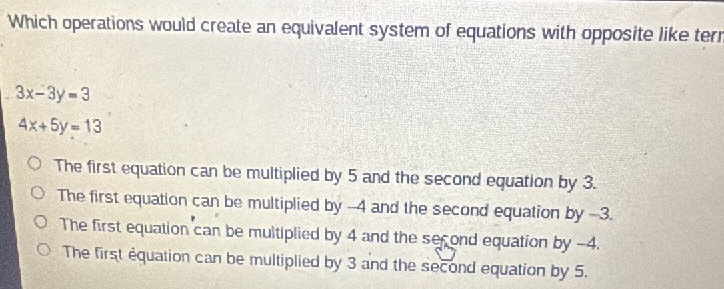 Which Operations Would Create an Equivalent System of Equations with ...