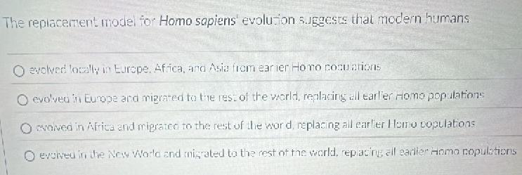 The Replacement Model for Homo Sapiens' Evolution 5.Jggests That Modern ...