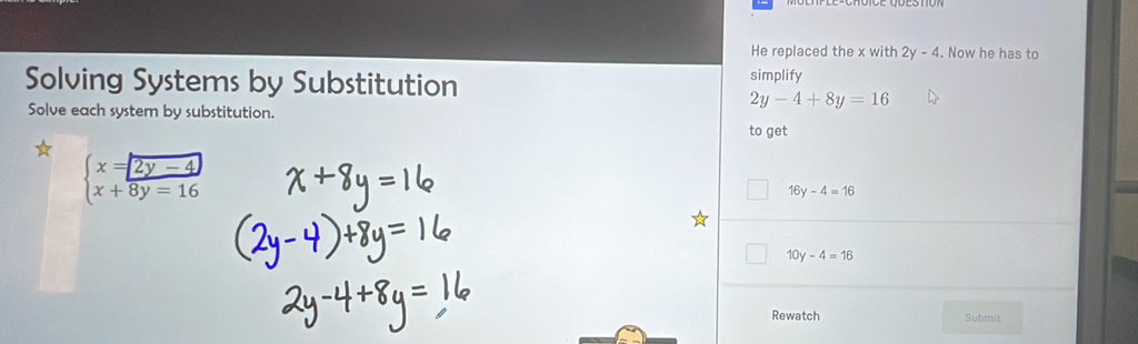 Solving Systems by Substitution Solve Each System by Substitution. ) X ...